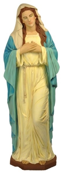 68'' Tall Virgin Mary With Traditional White Gown And Blue Robe ...