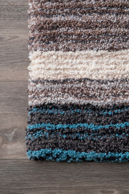 Hand-Tufted Striped Shaggy Plush Shag Rug, 10'x14' - Contemporary ...