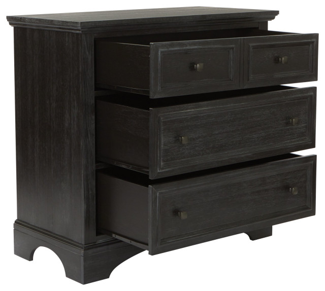 Farmhouse Dresser, 3 Paneled Storage Drawers With Round Knobs, Rustic ...