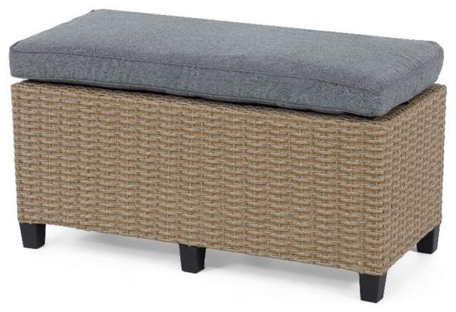 Muse & Lounge Co. Fields Outdoor Patio Bench in Natural PE Wicker ...