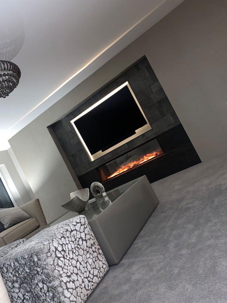 Media Wall With Electric Fireplace - Contemporary - Living Room - Other ...