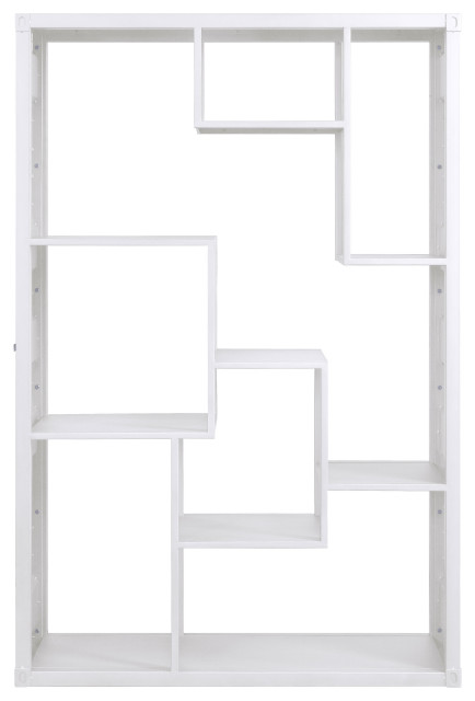 Benzara BM204484 Metal Shelf Rack With Recess Design/8 Shelves, White ...