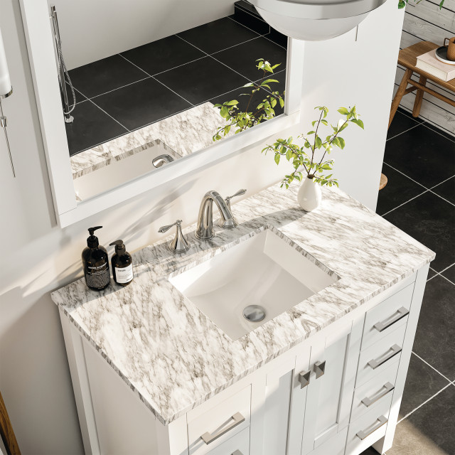 Eviva Hampton 36 inch White Transitional Bathroom Vanity with White ...