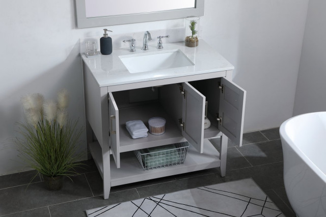 Archie Single Bathroom Vanity With Backsplash, 36" - Transitional ...