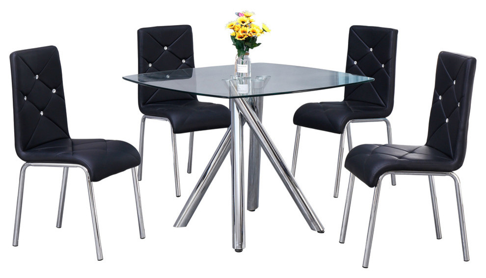 Contemporary 5-Piece Dinette Set With Faux Leather Chairs ...