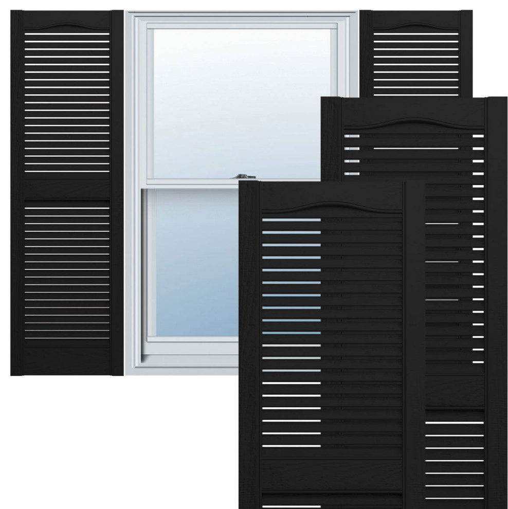 Mid-America, Cathedral Top Center Mullion, Open Louver Shutters, White ...