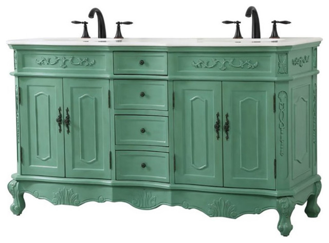 Elegant Decor Danville 60" Solid Wood Double Bathroom Vanity in Vintage ...