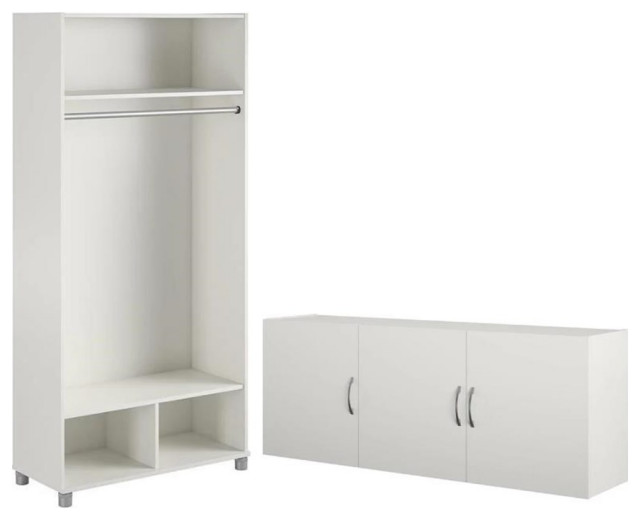 Home Square 2-Piece Set with 36" Wide Mudroom Cabinet 54" Wall Cabinet ...