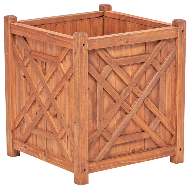 Oxford Square Wooden Planter - Transitional - Outdoor Pots And Planters ...