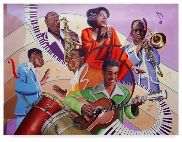 "Musicians" by D. Rusty Rust, Canvas Art, 24"x18" - Contemporary ...