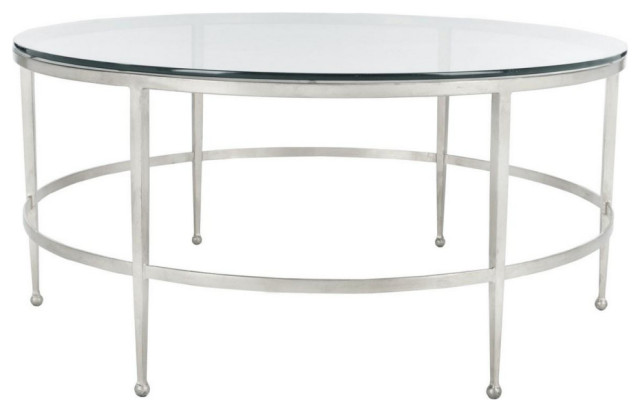 Valleta Antique Silver Glass Cocktail Table - Contemporary - Coffee ...