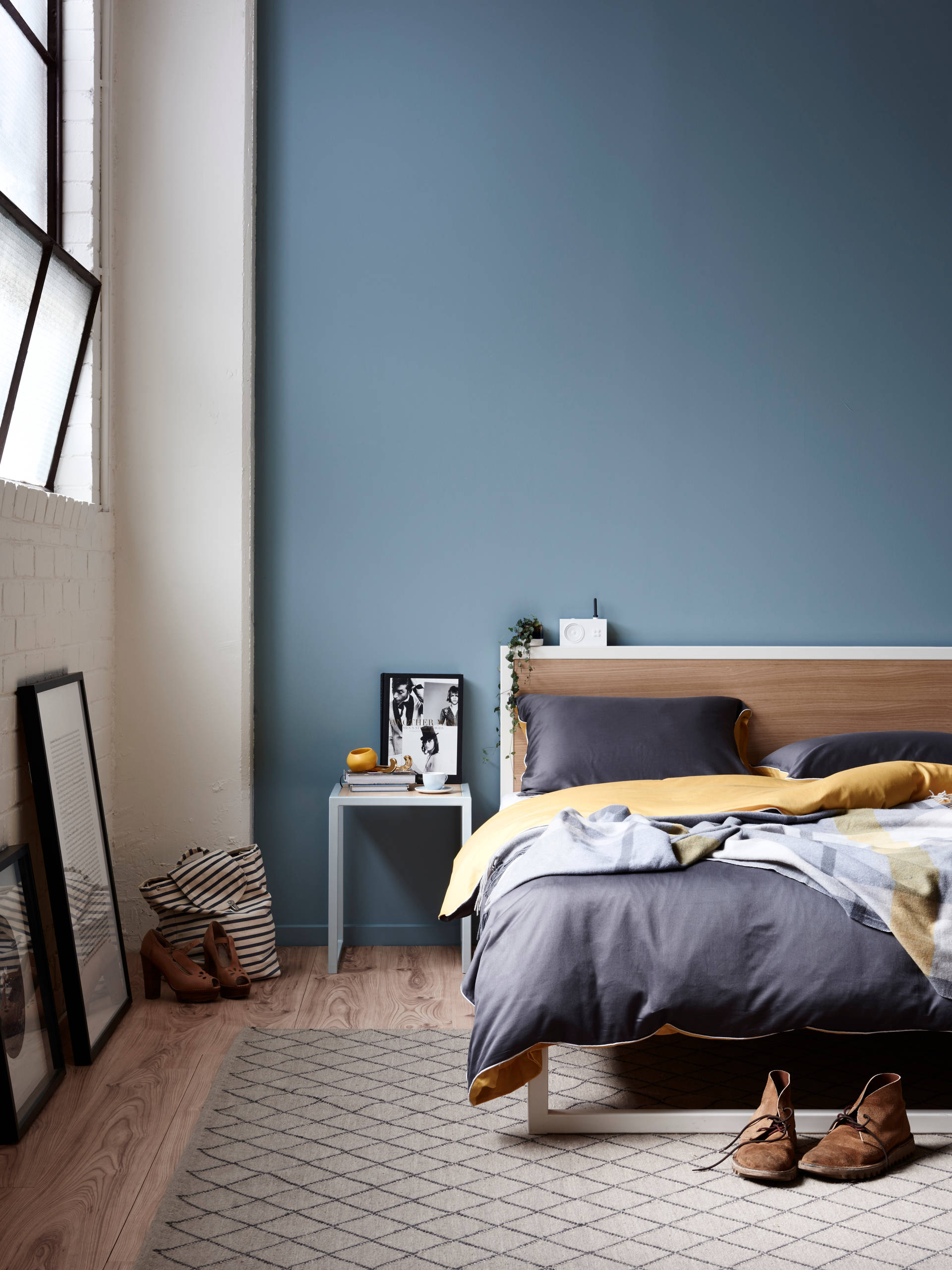 Blue Scandinavian Bedroom