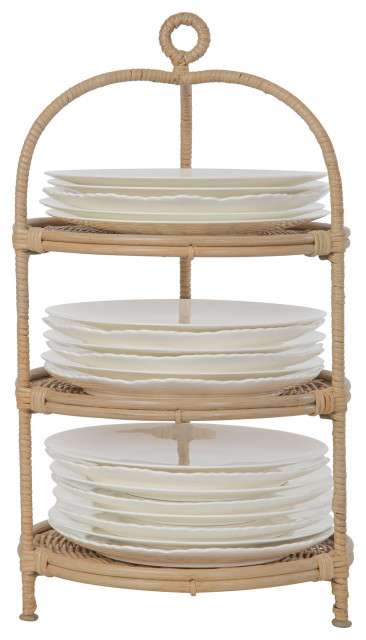 Wicker 3, Tier Serving Plate Rack and Cake Stand - Tropical - Dessert ...