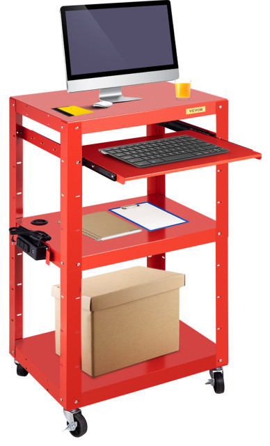 VEVOR Steel AV Cart Media Cart With Cord Management 27-41" Height ...