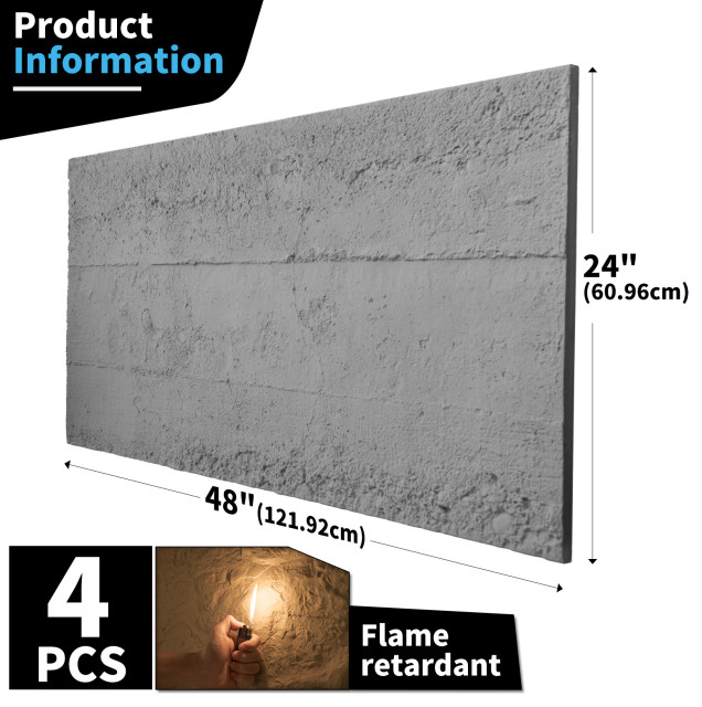 Art3d 3D Wall Panels, 4-Pack PU Wall Panels for Interior Wall Decor, 24" x 48" - Modern - Wall ...