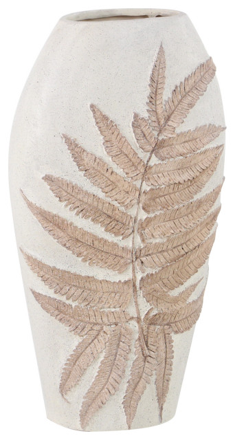 Bohemian White Polystone Vase 55338, 10" x 6" x 18" - Tropical - Vases ...