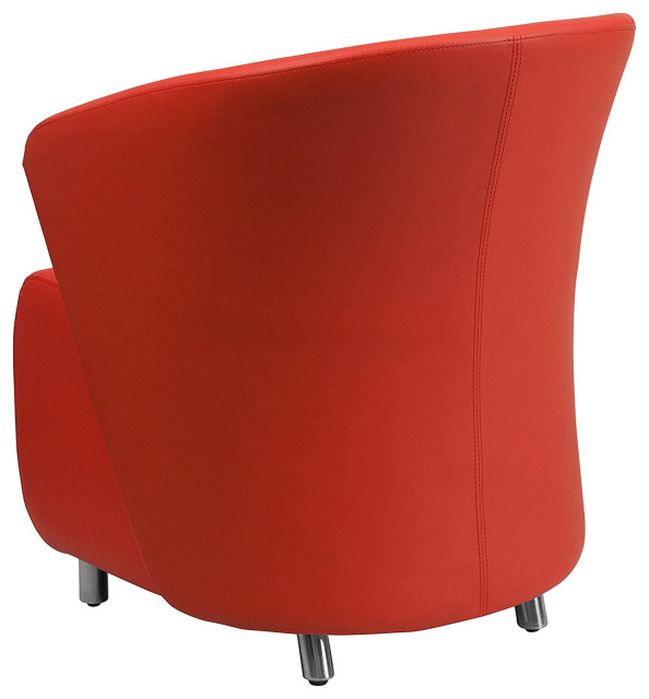 Red LeatherSoft Curved Barrel Back Lounge Chair, Modern Design ...