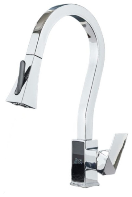 Pull Out Digital Temperature Display Flexible Kitchen Faucet ...
