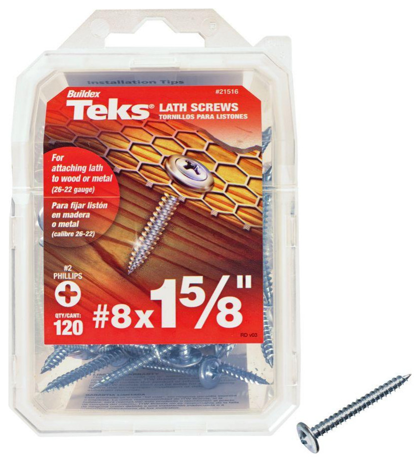 Teks 21516 Truss-Head Phillips Sharp-Point Lath Screws, #8x1-5/8", 120 ...