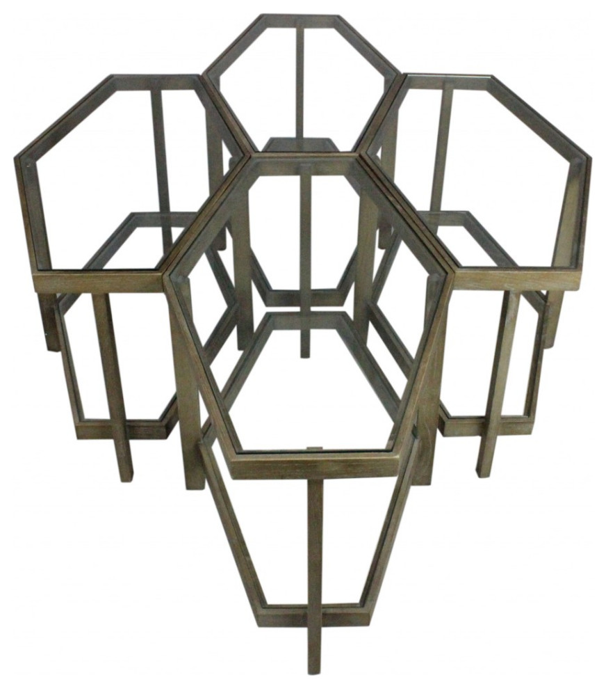 Modern Hexagonal Glass Top Coffee Table - Transitional - Coffee Tables ...