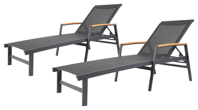 GDF Studio Outdoor Mesh and Aluminum Chaise Lounge, Set of 2 ...