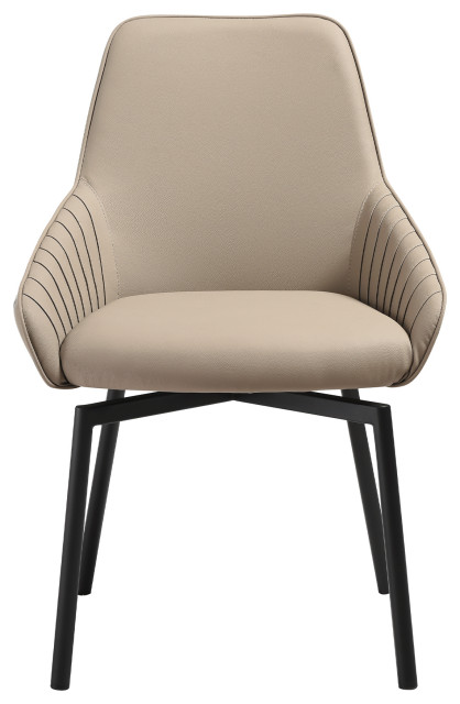 Shilo Swivel Upholstered Dining Chair in Faux Leather with Black Metal ...