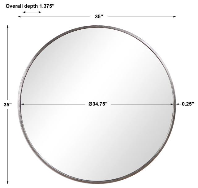 35" Coastal Gray Round Mirror - Transitional - Kitchen Products - by ...