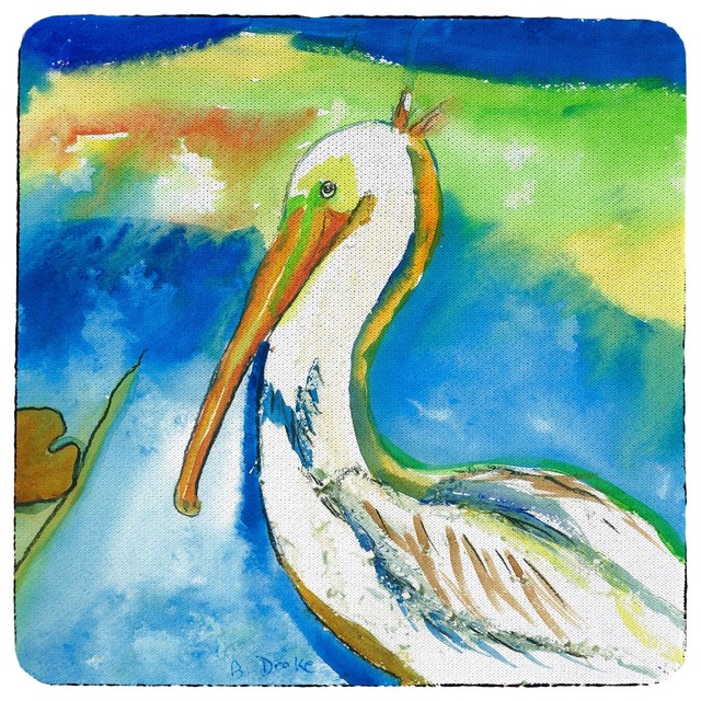 White Pelican Coaster - 3 Sets of 4 (12 Total), 4 inches x 4 inches ...