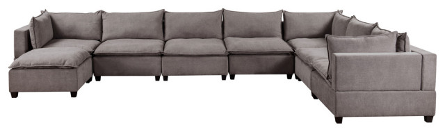Lilola Home Madison Light Gray Fabric 8-Piece Modular Sectional Sofa ...