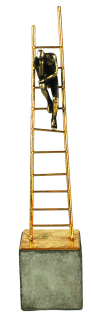 Sagebrook Home Gold Ladder Sculpture, Sitting Man - Contemporary ...