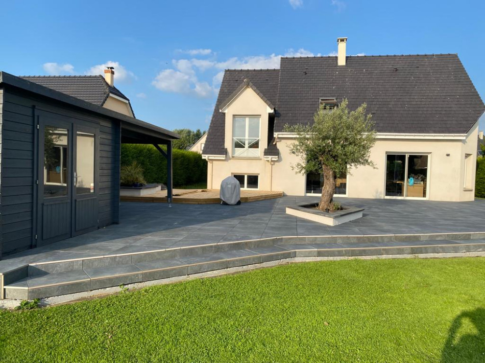 Construction Terrasse sur plots et aménagement paysager - Patio ...