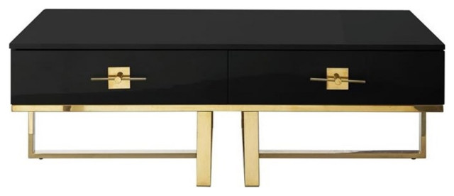 Posh Living Mano 2-Drawers Stainless Steel Base Coffee Table - White ...