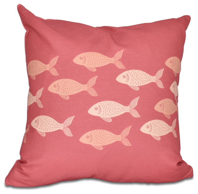 Fish Line, Animal Print Pillow, 20" x 20" - Beach Style - Decorative ...