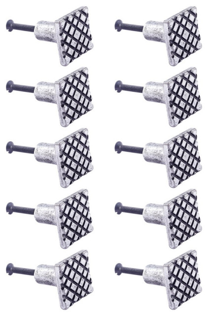 Iron Cabinet Knob Pewter Finish Square Diamond Cabinet Hardware Pack of ...