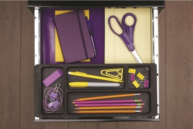 Space Solutions 3 Drawer Metal File Cabinet with Pencil Drawer Black ...