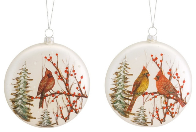 Cardinal/Tree Ornament, 12-Piece Set, 5.5"H Glass - Rustic - Christmas ...