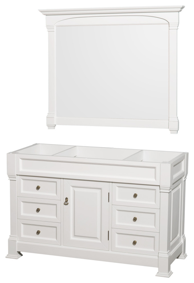 55 Inch Single Bathroom Vanity in White - Traditional - Bathroom ...