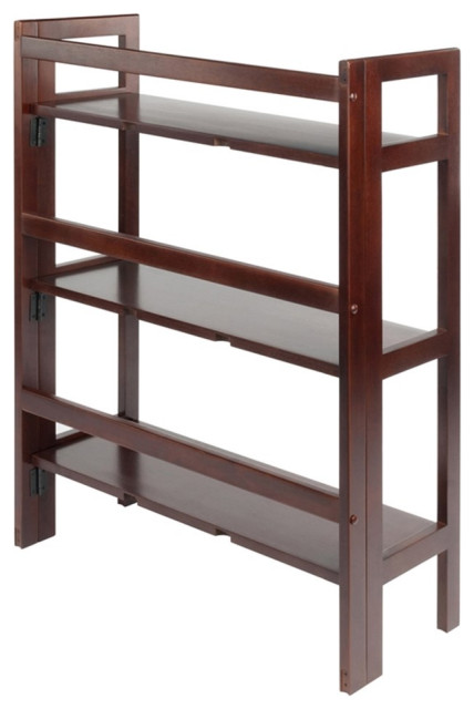 Winsome Terry 4-Tier Solid Wood Folding Book Shelf in Antique Walnut, 3 ...