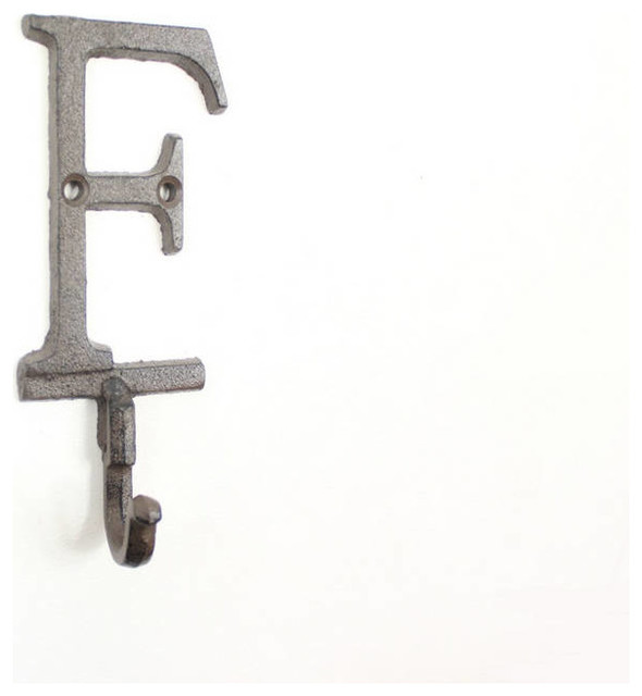 Cast Iron Letter F Alphabet Wall Hook 6'' - Industrial - Wall Hooks ...