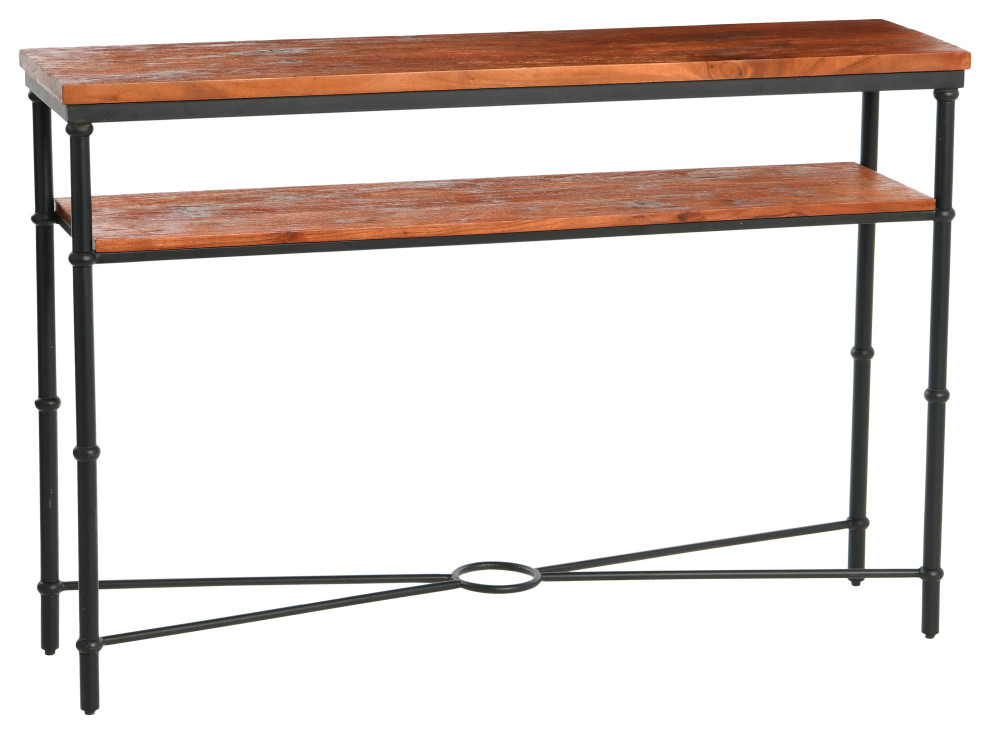 Saratoga Rustic Solid Wood and Iron Console Table - Industrial ...