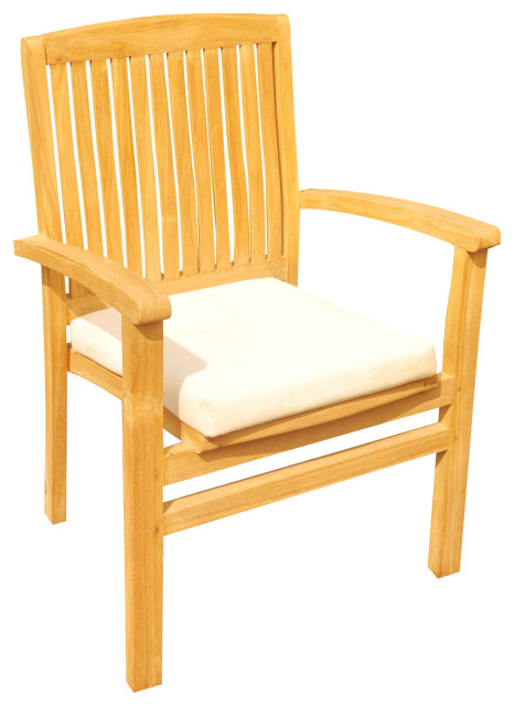 11-Piece Outdoor Teak Dining Set: 94" Rectangle Table, 10-Wave Stacking ...