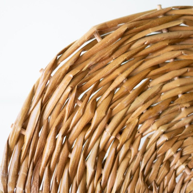 Woven Seagrass Rattan Fan Shape Wall Sconce 23.5 in Arch Leaf Tropical ...