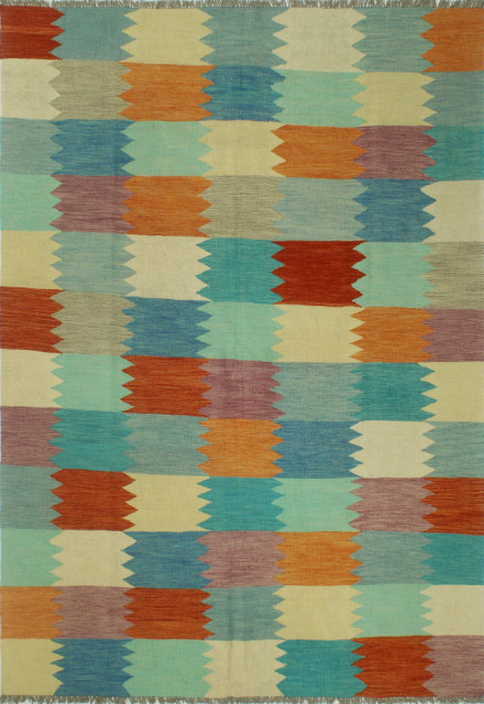 Winchester Kilim Sabur Rust/Green Rug, 6'9x9'10, 6'9x9'10 ...