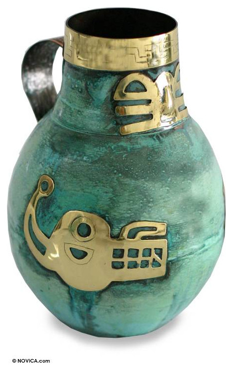 NOVICA Inca Icons And Copper And Bronze Vase - Contemporary - Vases ...