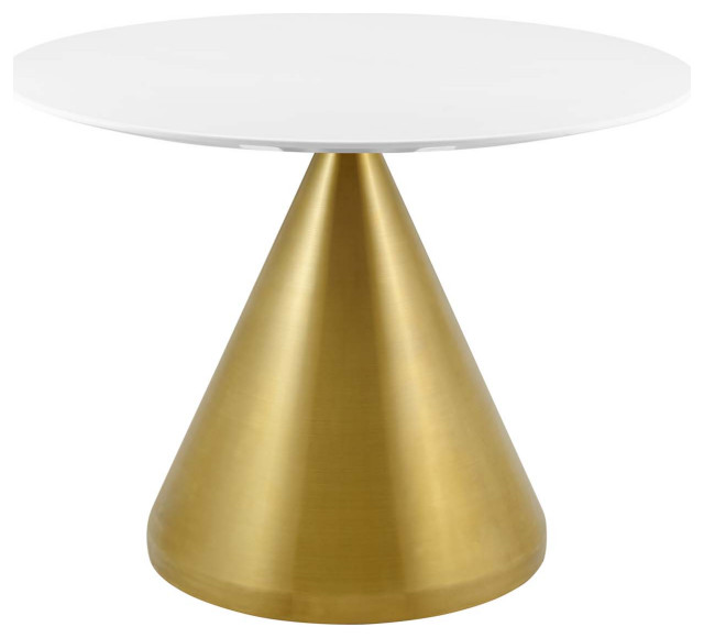 Dining Table, Round, Wood, Metal, Gold White, Modern, Cafe Bistro ...