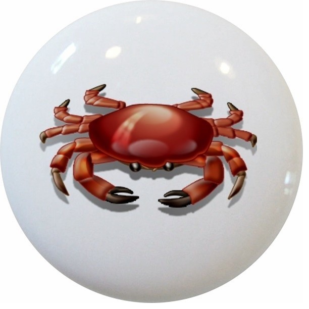 Red Crab Ceramic Cabinet Drawer Knob - Contemporary - Cabinet And Drawer Knobs - by Carolina ...