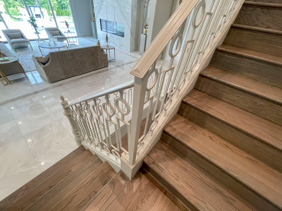 104_Curved Staircases in 18th Century French Inspired Mansion, Mclean ...