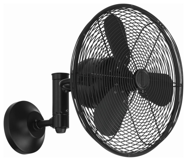 Bellows IV Indoor/Outdoor 14" Wall Fan, Flat Black - Contemporary ...