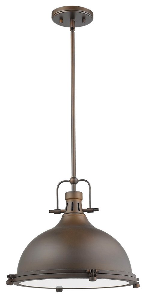 1 Light 15" Farmhouse Kitchen Pendant in Oiled Bronze - Transitional ...