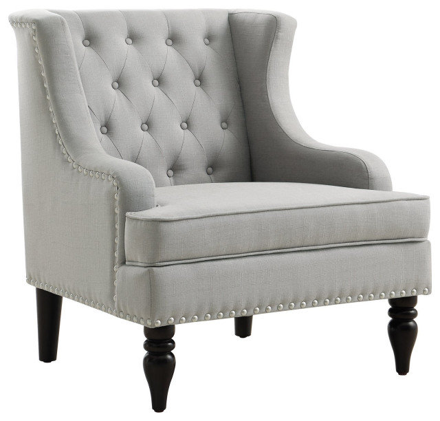 Elegant Accent Chair, Oversized Seat With Tufted Back and Nailhead ...